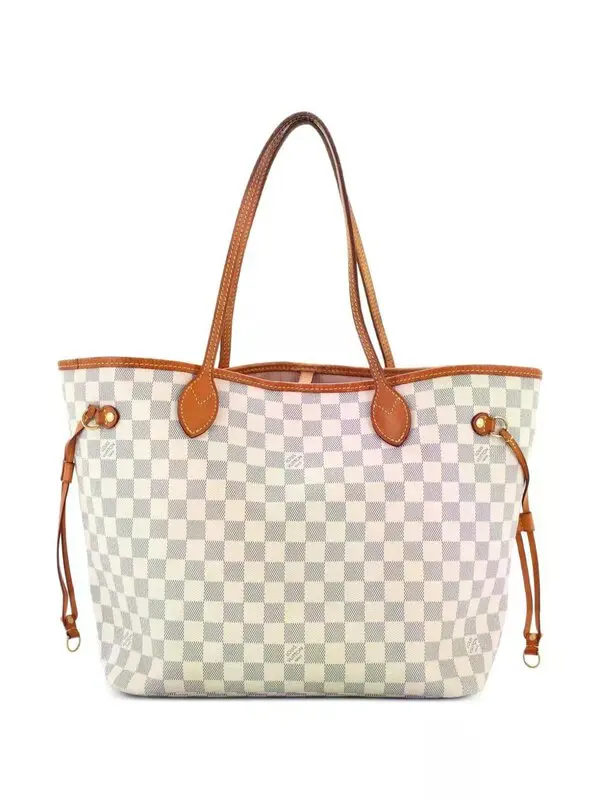 LOUIS VUITTON Neverfull Nm Damier Mm Tote Bag - White