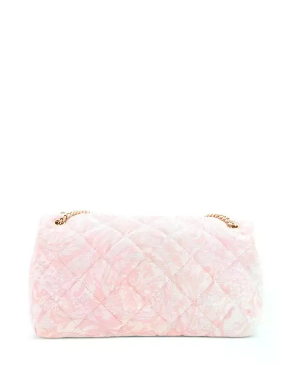Versace Medusa Icon Chain Flap Bag Quilted Barocco Jacquard East West Shoulder Bag - Pink