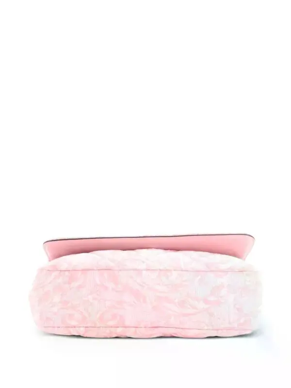 Versace Medusa Icon Chain Flap Bag Quilted Barocco Jacquard East West Shoulder Bag - Pink