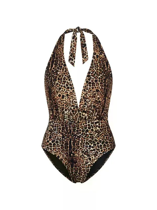 Anjuna Leopard-print Halterneck Swimsuit