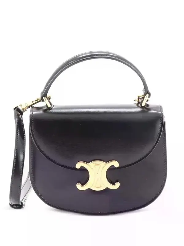 Celine Triomphe Besace Cléa Top Handle Flap Bag - Black