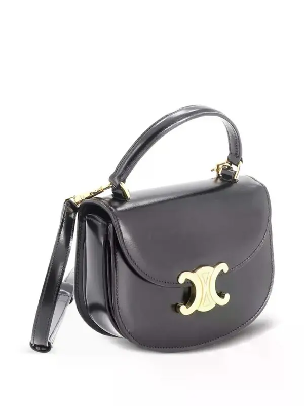 Celine Triomphe Besace Cléa Top Handle Flap Bag - Black
