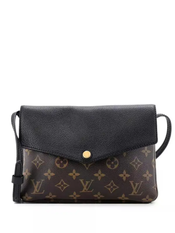 LOUIS VUITTON Twice Handbag Monogram Canvas And Leather Crossbody Bag - Black
