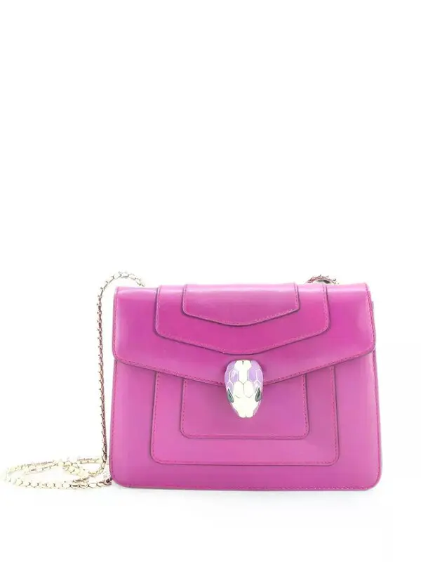 BVLGARI Serpenti Forever Square Shoulder Bag Leather Small Crossbody Bag - Purple