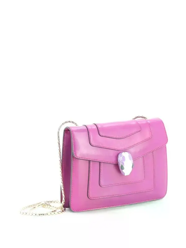 BVLGARI Serpenti Forever Square Shoulder Bag Leather Small Crossbody Bag - Purple