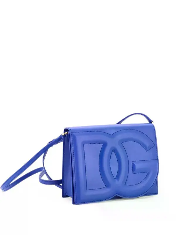 Dolce & Gabbana Dg Logo Flap Shoulder Bag Leather Small Crossbody Bag - Blue