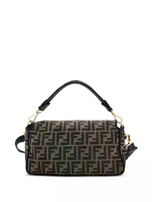Fendi Baguette Nm Bag Zucca Canvas Medium Shoulder Bag - Black