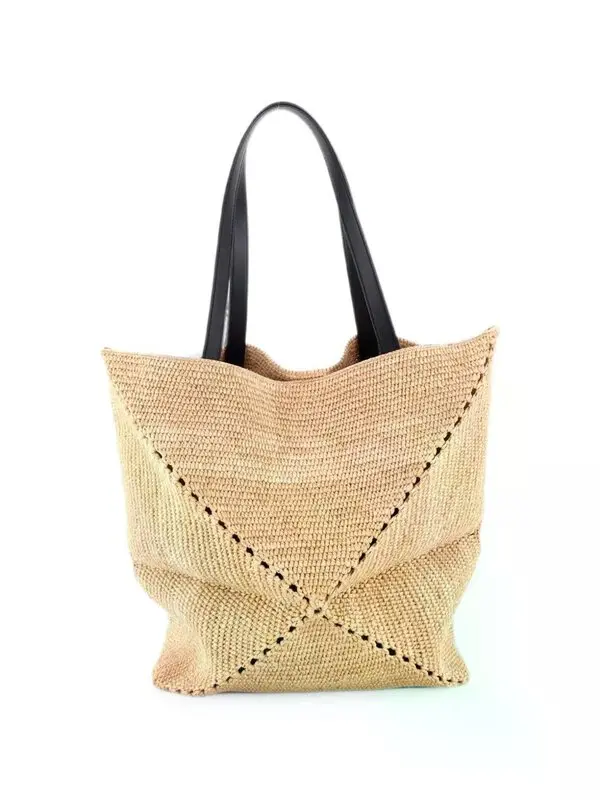 Loewe Puzzle Fold Raffia Large Tote Bag