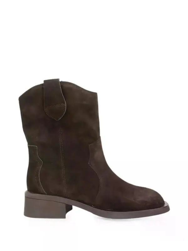 LINDA BAUMANN Suede Western-style Boots - Brown
