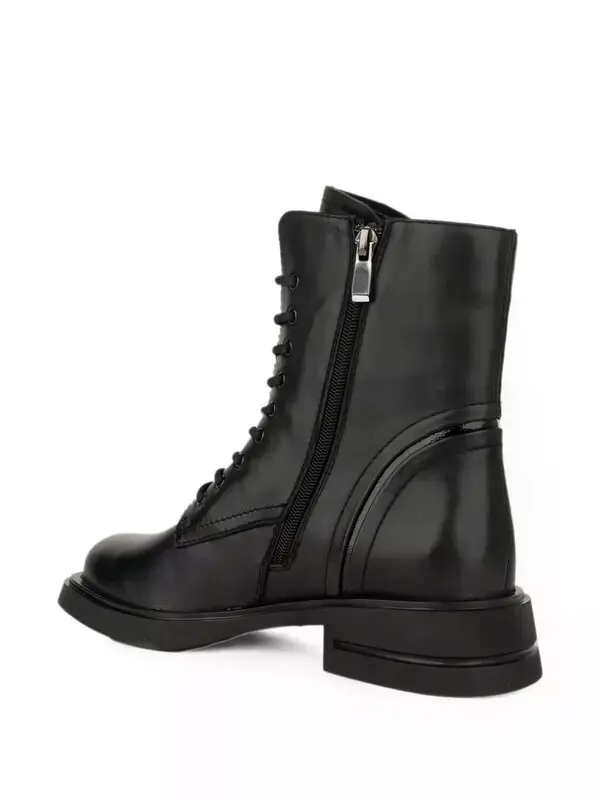 LINDA BAUMANN Lace Up Leather Ankle Boots - Black