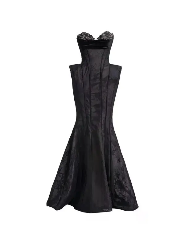 GEMY MAALOUF Beaded Mermaid Maxi Dress - Black