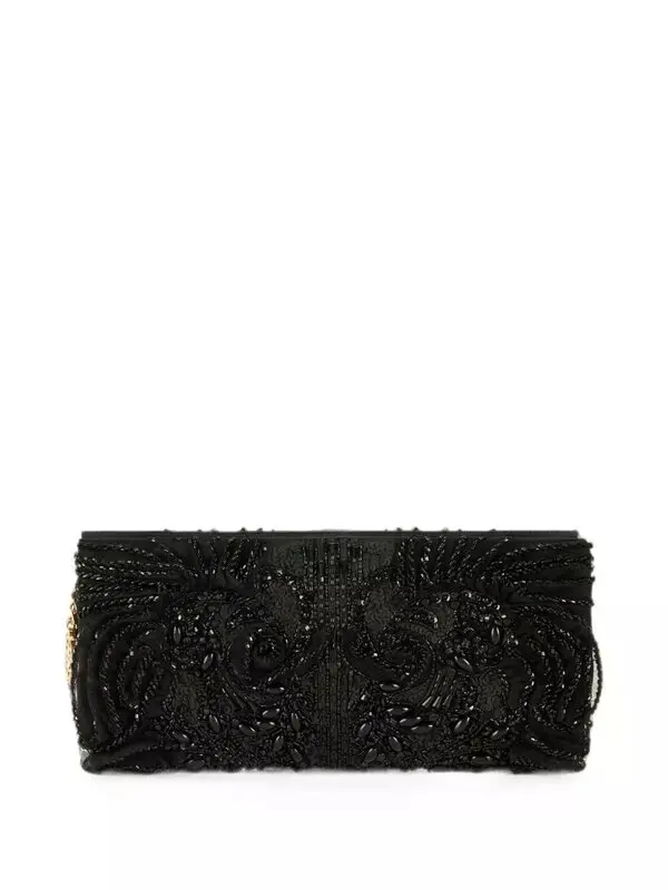 Elisabetta Franchi Bead-embroidered Satin Clutch Bag