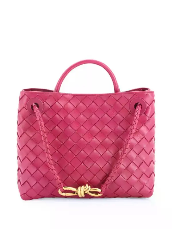 Bottega Veneta Andiamo Top Handle Bag Intrecciato Nappa Small Satchel - Pink