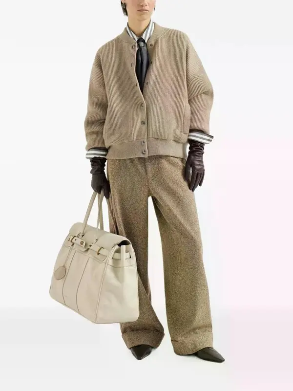 Brunello Cucinelli Striped Silk Poplin Shirt With Virgin Wool Foulard - White