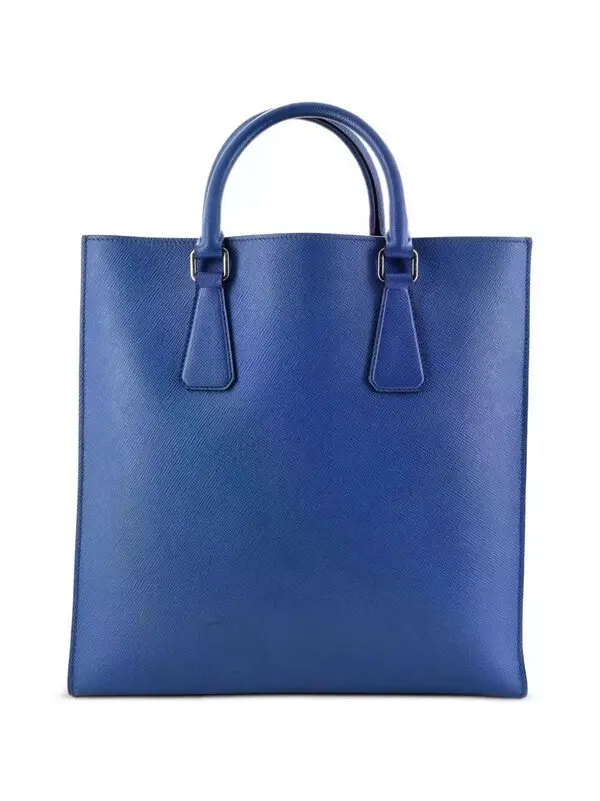 Prada Open Saffiano Leather North South Tote Bag - Blue