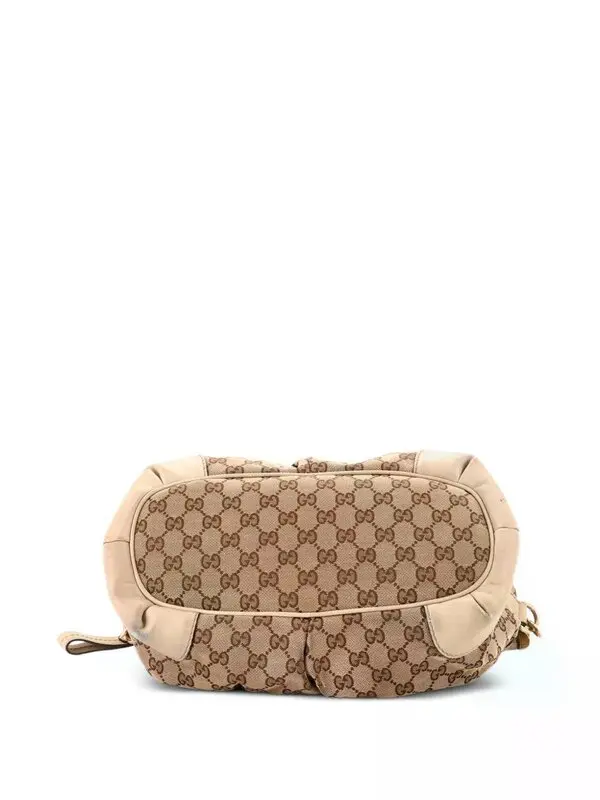 Gucci Monogram Gg Canvas Leather Medium Satchel - Brown