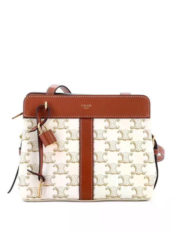 Celine Triomphe Coated Canvas Small Crossbody Bag - Brown