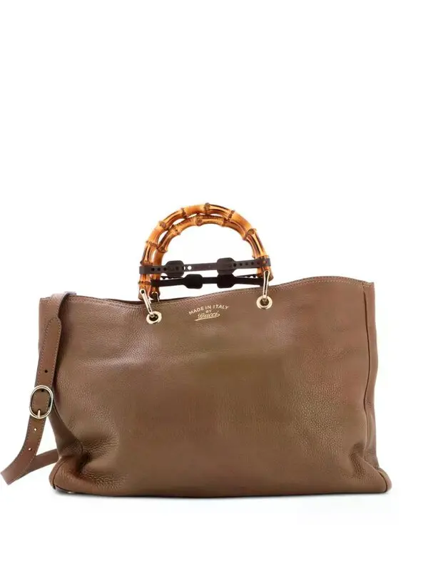 Gucci Bamboo Shopper Leather Large Tote Bag - Brown