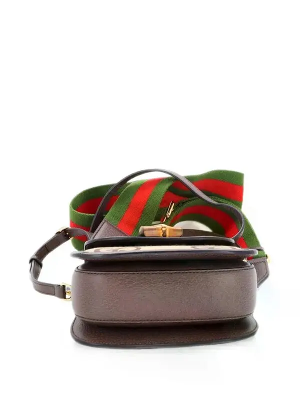 Gucci Bamboo 1947 Top Handle Bag Jumbo Gg Canvas Mini Crossbody Bag - Brown