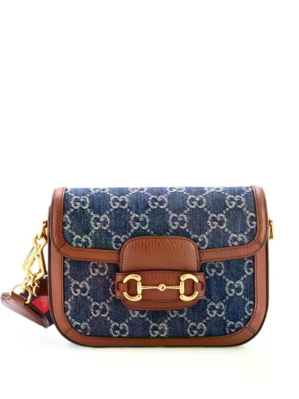 Gucci Horsebit 1955 Gg Denim Mini Shoulder Bag - Blue