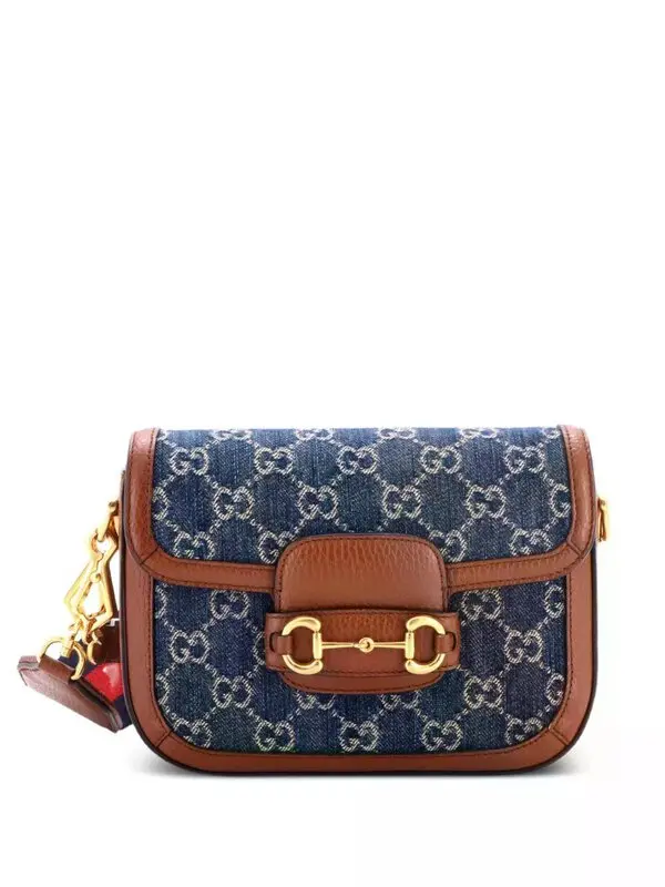 Gucci Horsebit 1955 Gg Denim Mini Shoulder Bag - Blue