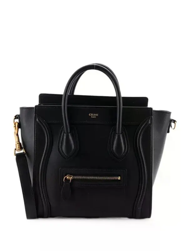 Celine Luggage Bag Smooth Leather Nano Crossbody Bag - Black