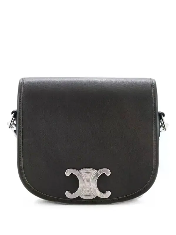 Celine Besace Triomphe Leather Small Shoulder Bag - Green