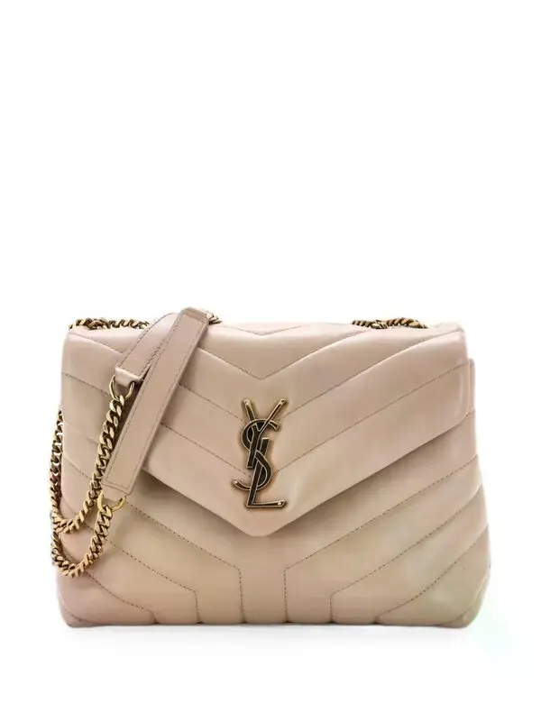 Saint Laurent Loulou Matelasse Chevron Leather Small Shoulder Bag - Neutrals