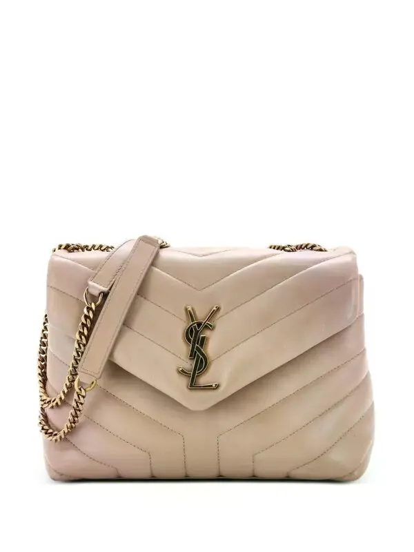 Saint Laurent Loulou Matelasse Chevron Leather Small Shoulder Bag - Neutrals