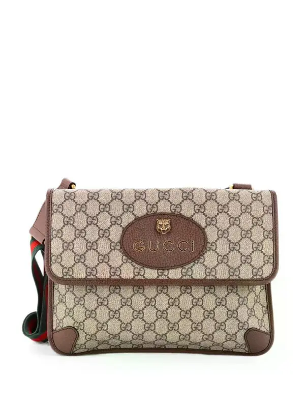 Gucci Neo Vintage Flap Messenger Gg Coated Canvas Medium Crossbody Bag - Brown