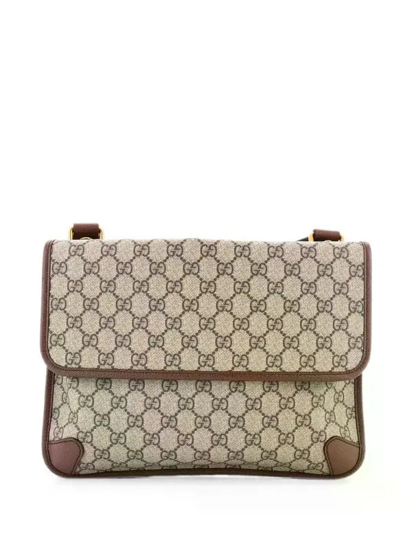 Gucci Neo Vintage Flap Messenger Gg Coated Canvas Medium Crossbody Bag - Brown