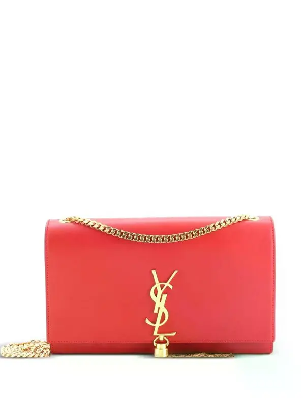 Saint Laurent Classic Monogram Tassel Leather Medium Crossbody Bag - Red