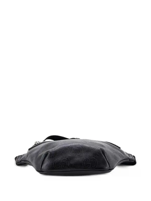 Gucci Gg Embossed Perforated Leather Belt Bag - Black