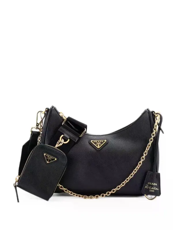 Prada Re-edition 2005 Shoulder Bag Saffiano Leather Small Crossbody Bag - Black