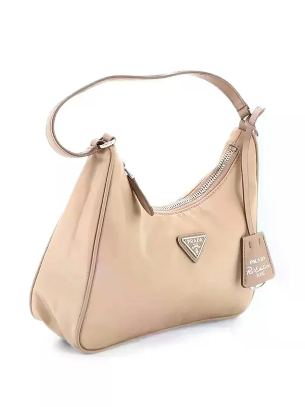 Prada Re-edition 2005 Tessuto With Saffiano Leather Mini Hobo Bag - Neutrals