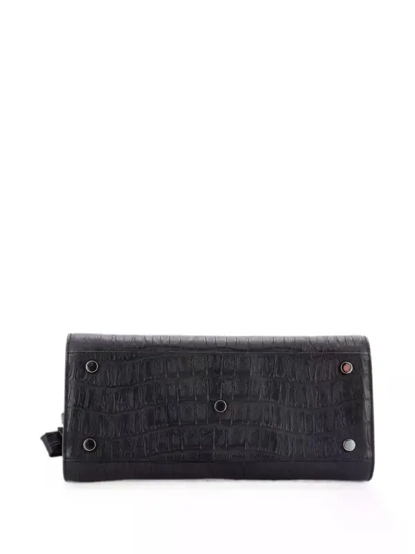 Saint Laurent Sac De Jour Nm Bag, Crocodile Embossed Leather Small Satchel - Black