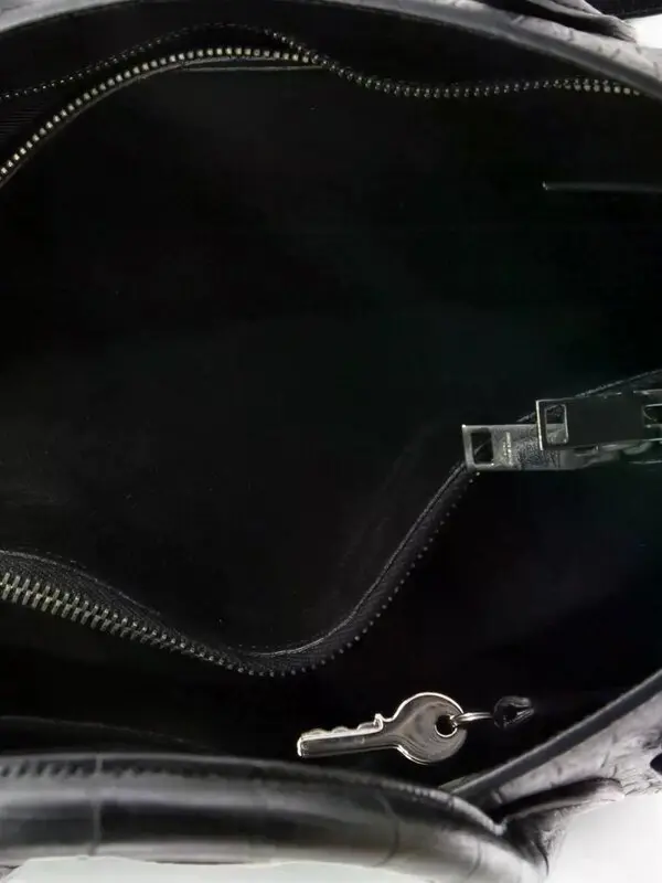 Saint Laurent Sac De Jour Nm Bag, Crocodile Embossed Leather Small Satchel - Black