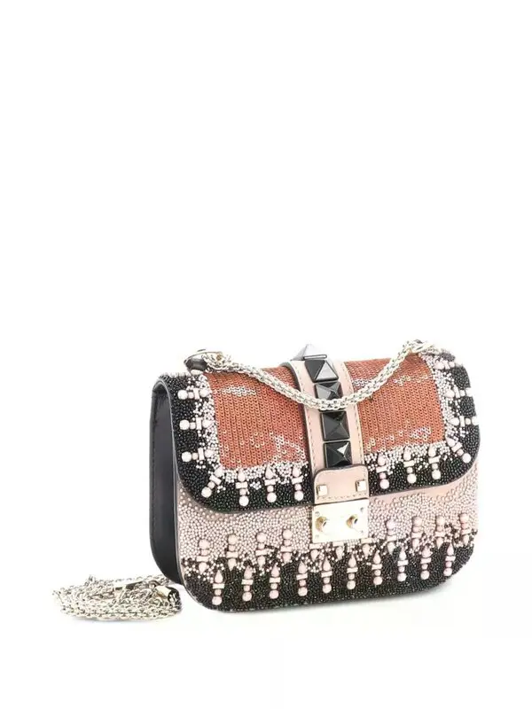 Valentino Garavani Glam Lock Beaded Leather Mini Shoulder Bag