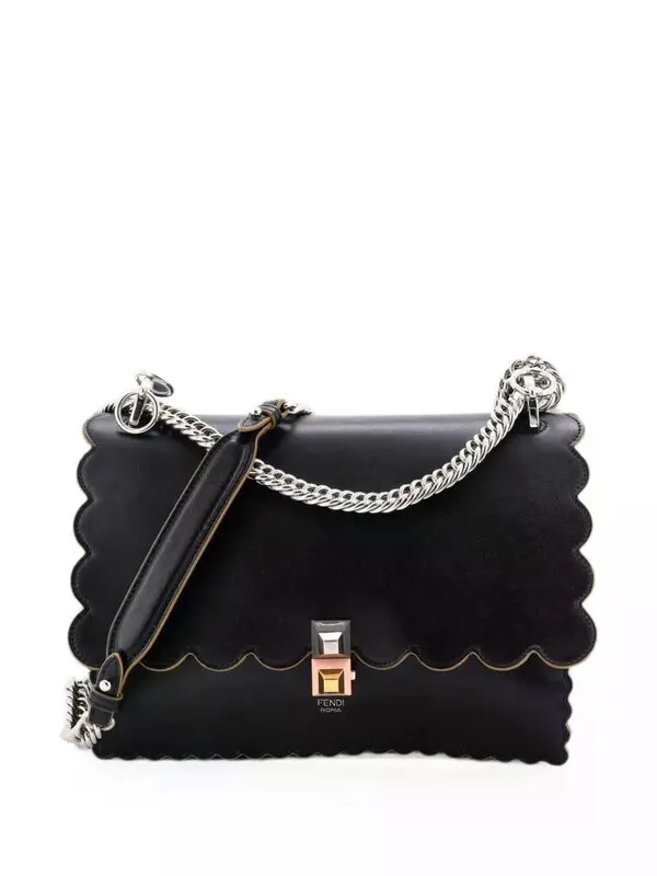 Fendi Kan I Bag Leather Medium Shoulder Bag - Black