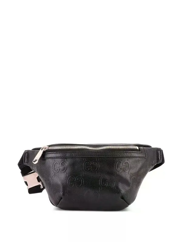 Gucci Gg Embossed Perforated Leather Small Belt Bag - Black
