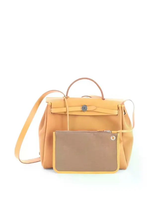 Hermès Herbag Zip Verso Leather And Toile 31 Shoulder Bag - Brown