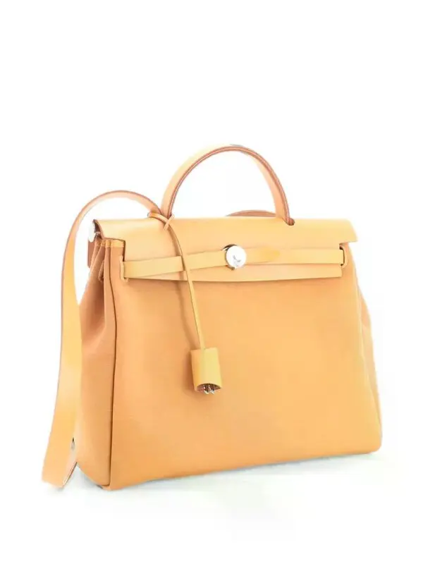 Hermès Herbag Zip Verso Leather And Toile 31 Shoulder Bag - Brown