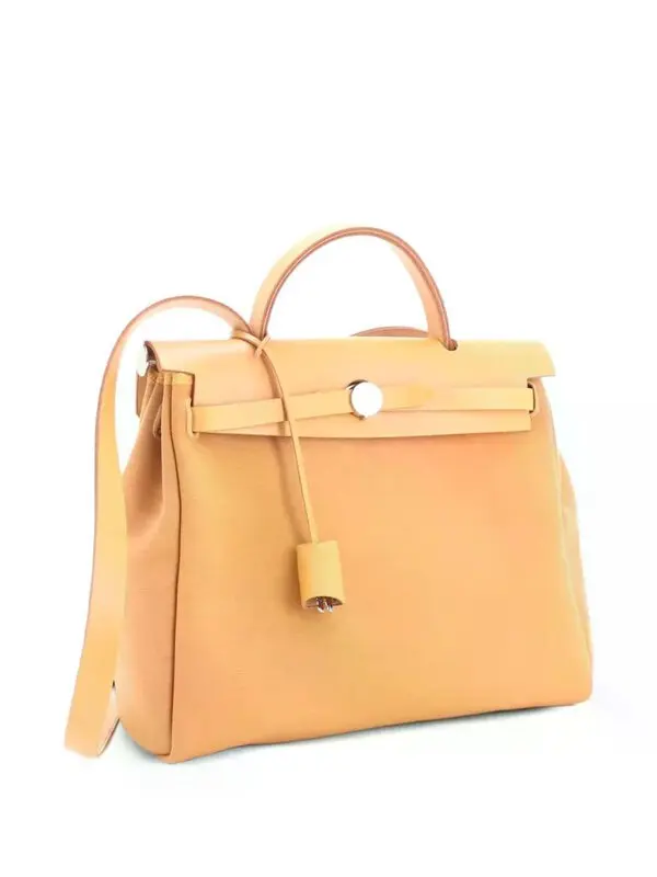 Hermès Herbag Zip Verso Leather And Toile 31 Shoulder Bag - Brown