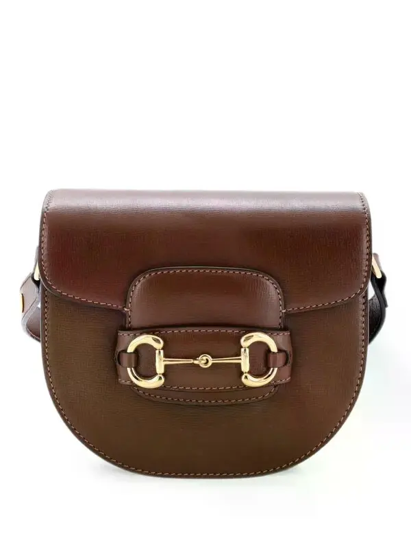 Gucci Horsebit 1955 Rounded Shoulder Bag Leather Mini Crossbody Bag - Brown