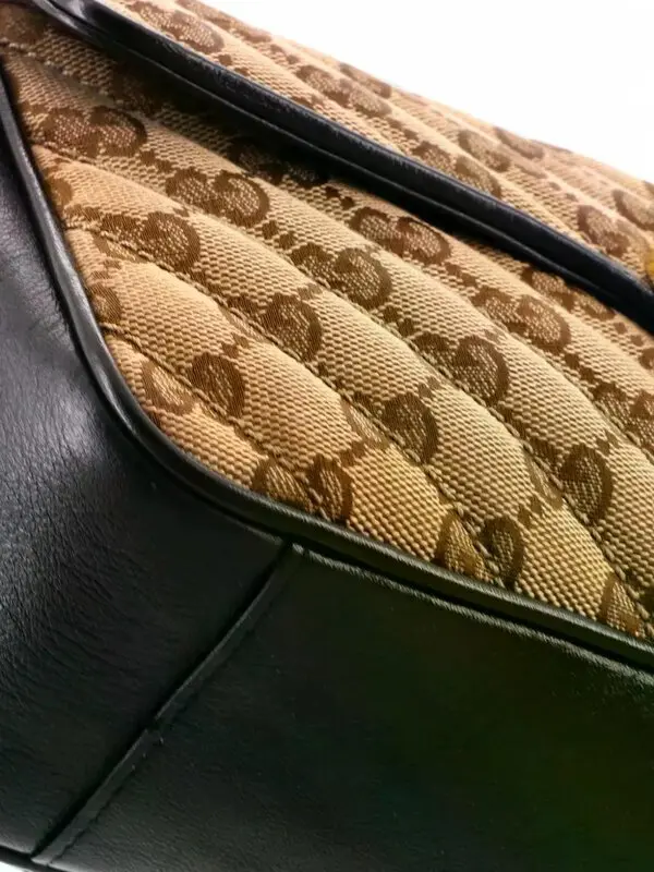Gucci Gg Marmont Flap Bag Quilted Gg Canvas Shoulder Bag