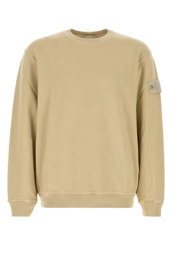 Stone Island Beige Stretch Cotton Sweatshirt - Light Brown