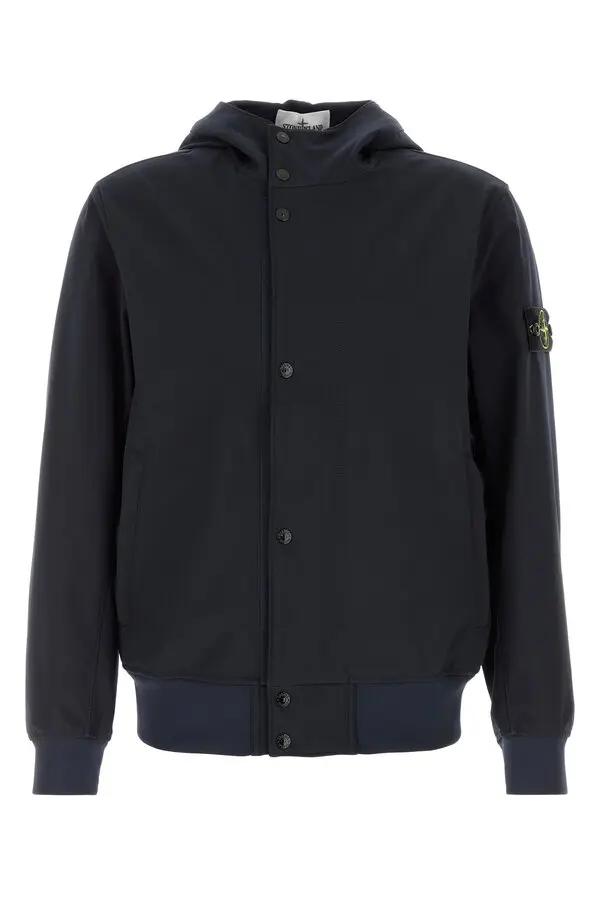 Stone Island Navy Stretch Polyester Jacket - Blue