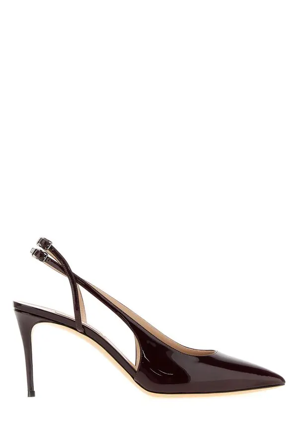 Casadei Burgundy Leather Chanel Pumps - Red