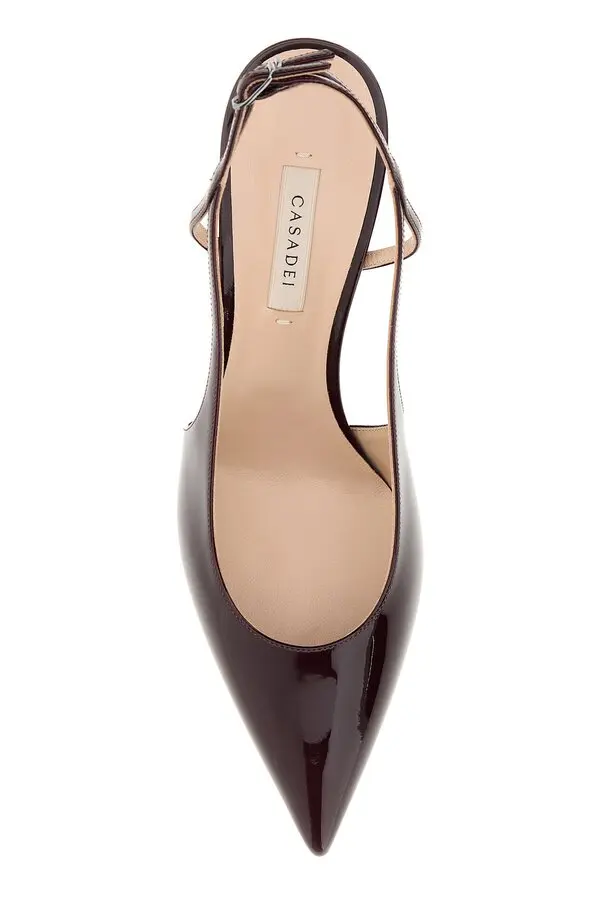 Casadei Burgundy Leather Chanel Pumps