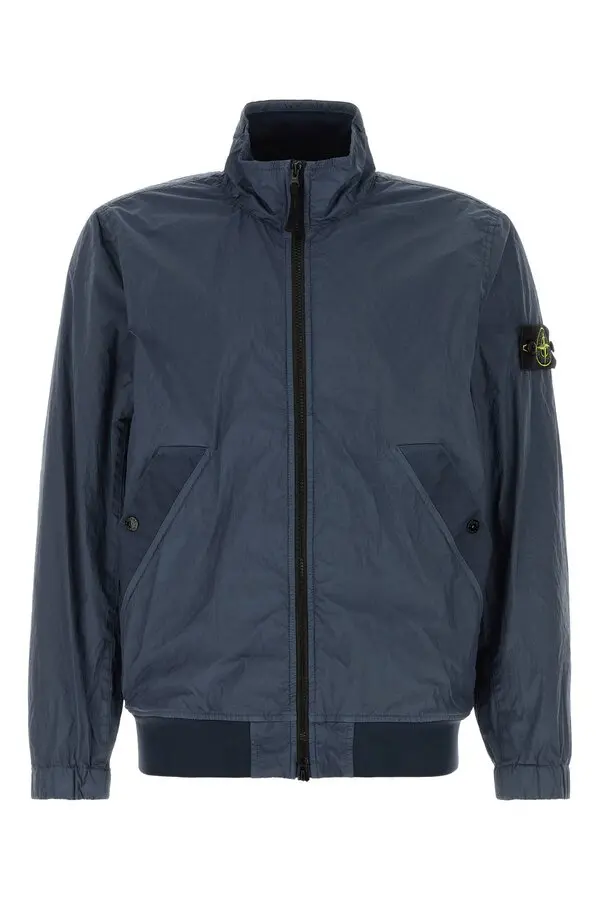 Stone Island Navy Nylon Bomber Jacket - Blue